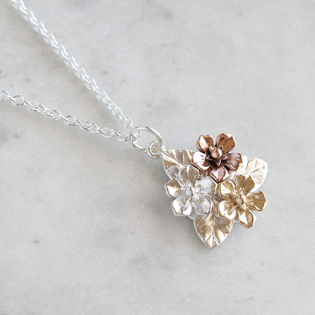 Forget Me Not Bouquet Necklace | 9ct Gold & Silver Jewellery ...