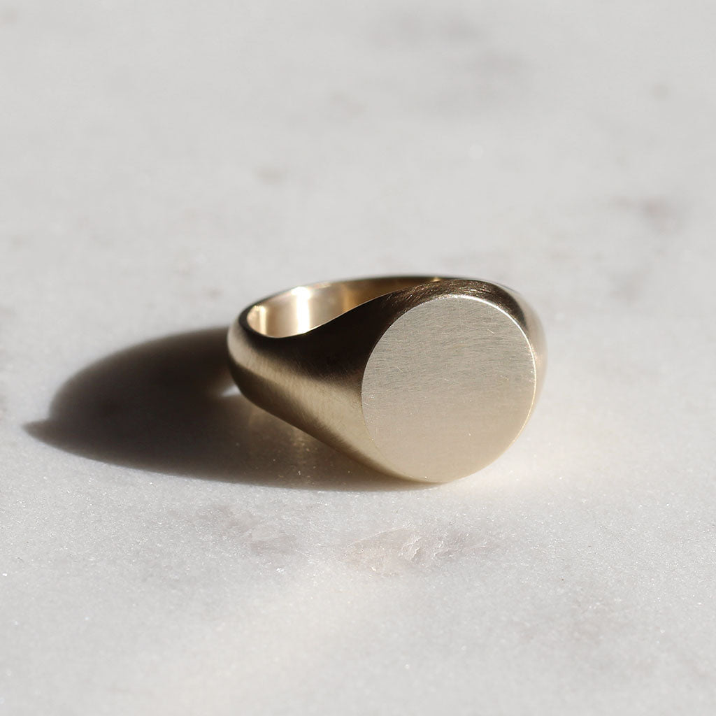 Round Signet Ring/ 9ct Yellow Gold – Winter in July: Nature-inspired ...